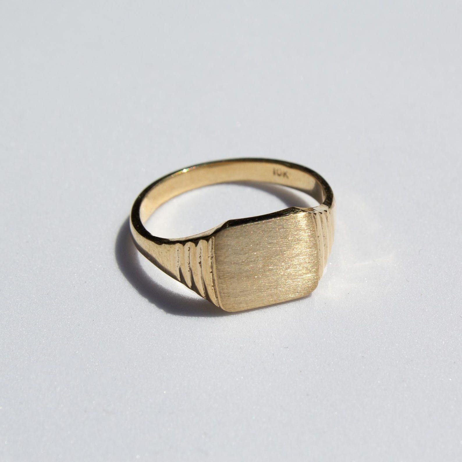 Men's Bold Square Signet Ring in Solid 10k Yellow, White, Rose Gold | 4 ...