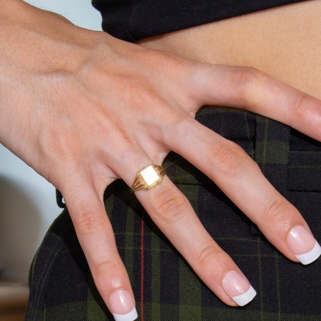 Gold Signet Ring for Engraving in Solid 10k Gold | Vintage Signet Ring ...