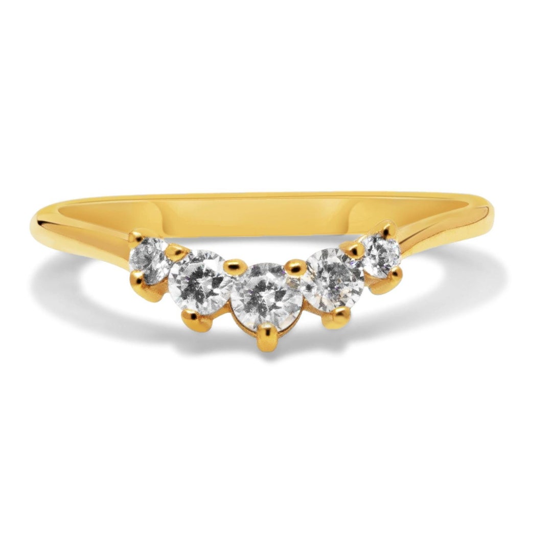 Stackable Chevron Ring With Cubic Zirconia | Gold Chevron Ring | 10k ...