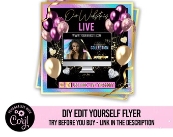 WEBSITE LAUNCH FLYER Coming Soon Live Social Media Post | Etsy