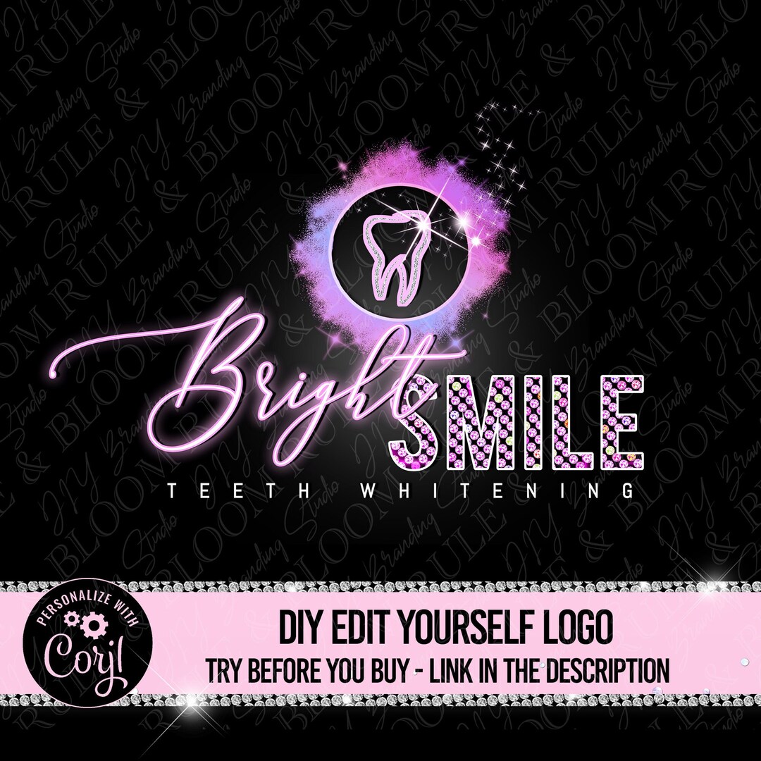Dental Teeth Whitening Logo Design: DIY Editable Template - Etsy