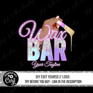 Waxing Logo Design, Editable Wax Logo, Sugar Wax Logo Template, Glitter ...