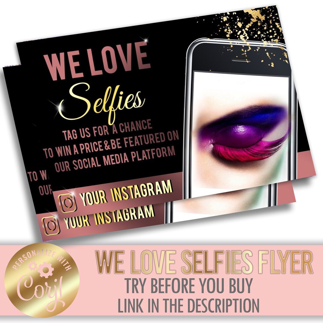 Beauty Thank You Card Editable We Love Selfies Selfie Card - Etsy