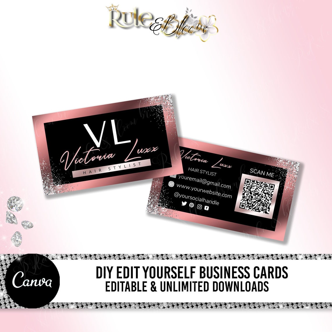 Editable Business Card Design Template Premade Business - Etsy