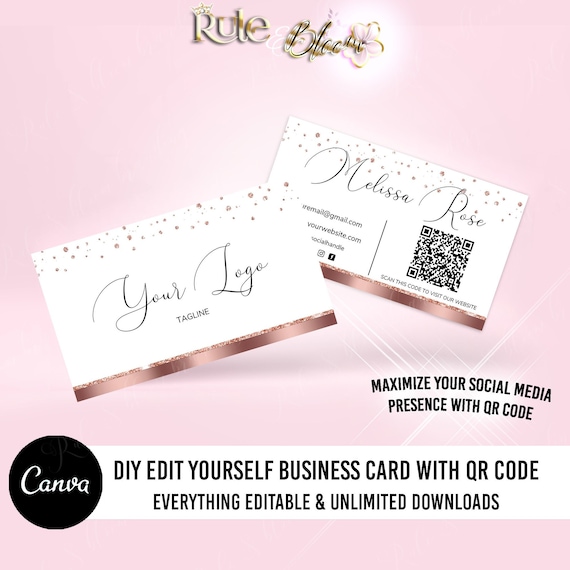 DIY QR Code Business Cards Editable Business Card Design | Etsy