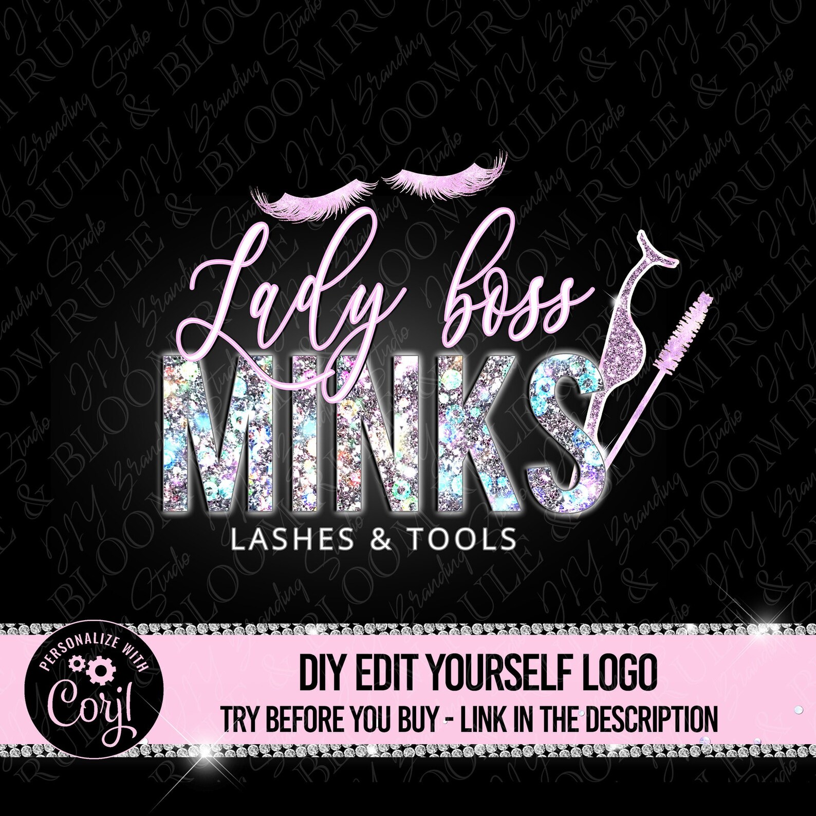 DIY Lash Logo Design, Editable Lash Technician Logo, Eyelash Logo, Lash ...