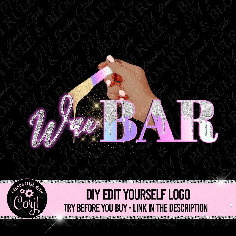 Waxing Logo Design, Editable Wax Logo, Sugar Wax Logo Template, Glitter ...