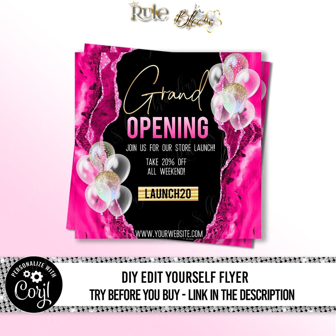 DIY Grand Opening Flyer, Instagram Flyer Template Live, Editable Social ...