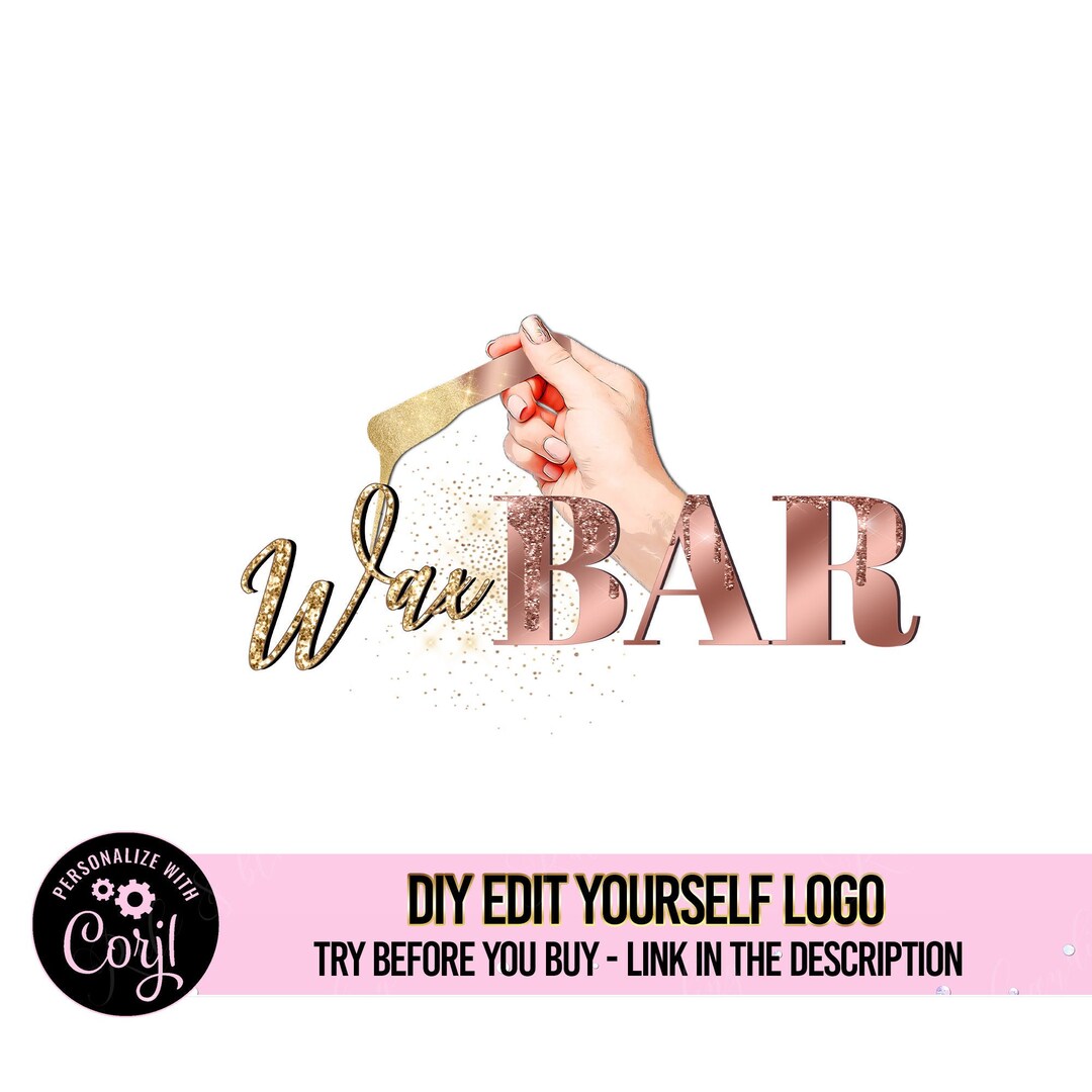 Waxing Logo Design, Editable Wax Logo, Sugar Wax Logo Template, Glitter ...