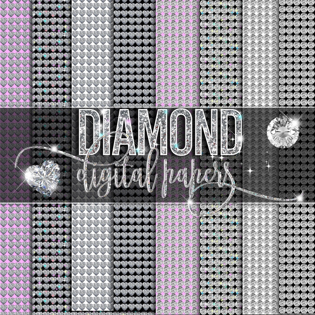 Seamless Diamond Overlay Images, Diamond Digital Paper, Gems Clipart ...