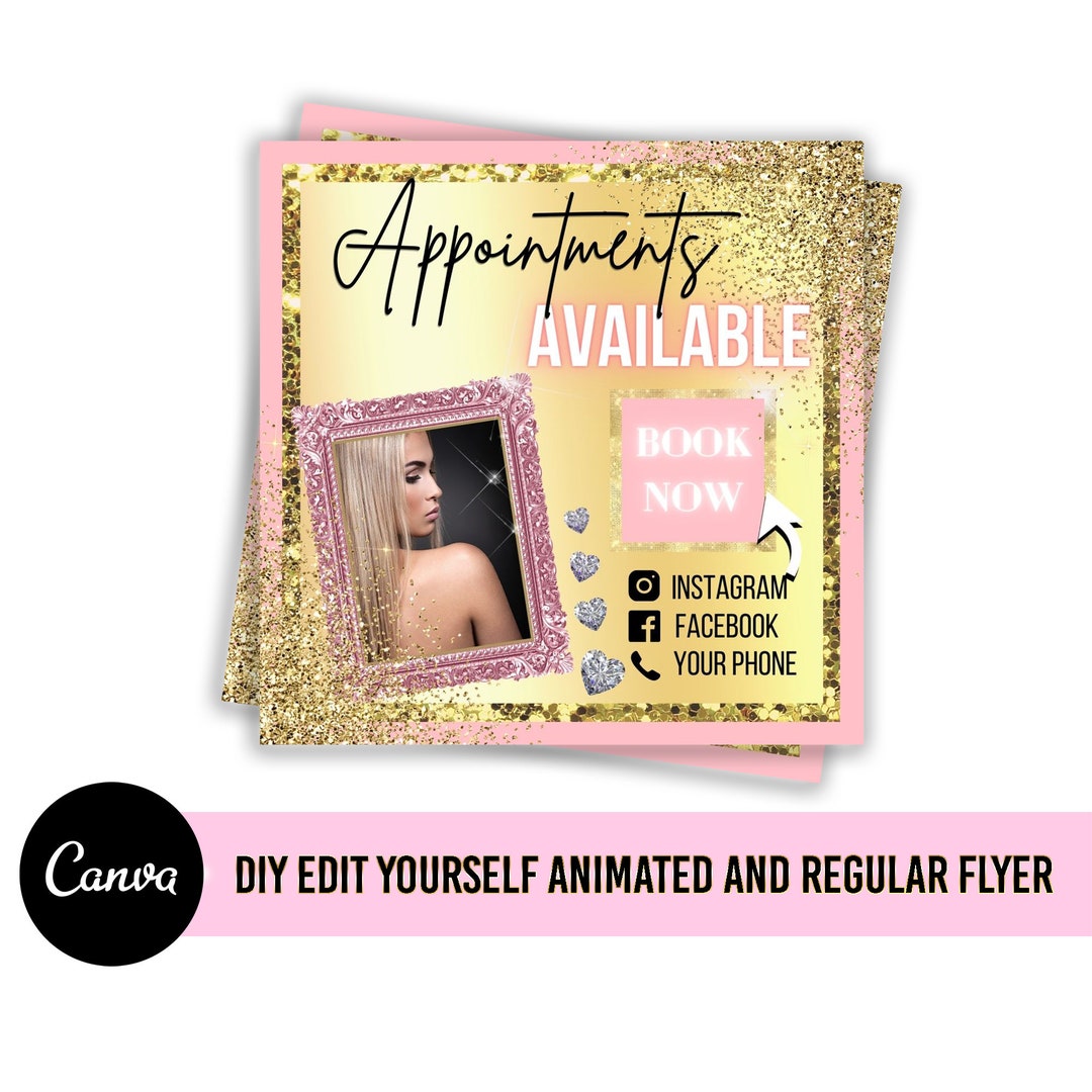 Appointments Flyer, Animated Book Now Flyer, Salon Flyer, Lash Flyer ...