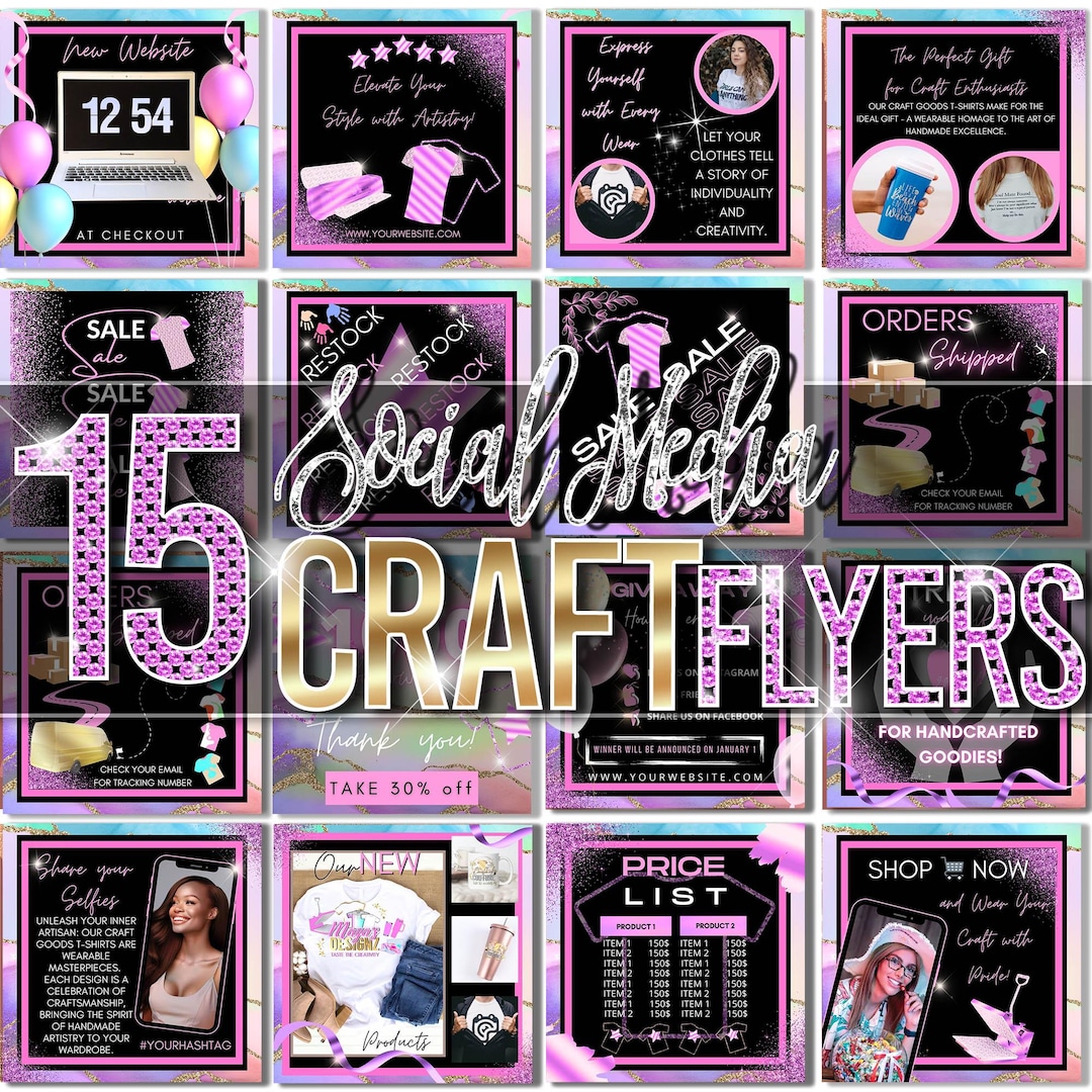Craft Marketing Flyers: Social Media Templates for Cricut & T-shirt ...