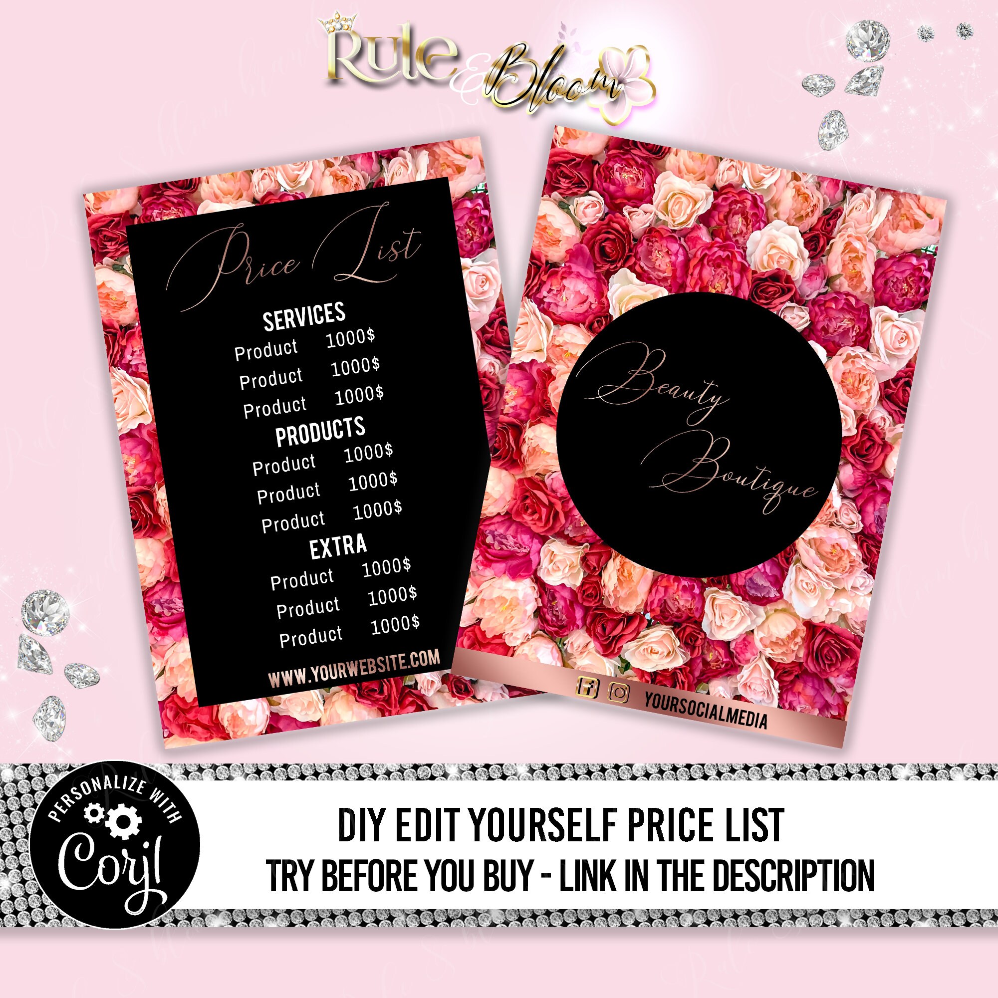 Price List Template Diy Hair Wig Price List Bakery Small - Etsy