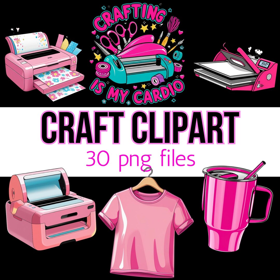 Crafting Clip Art: 30 PNG Graphics for Cricut & Sublimation (commercial ...