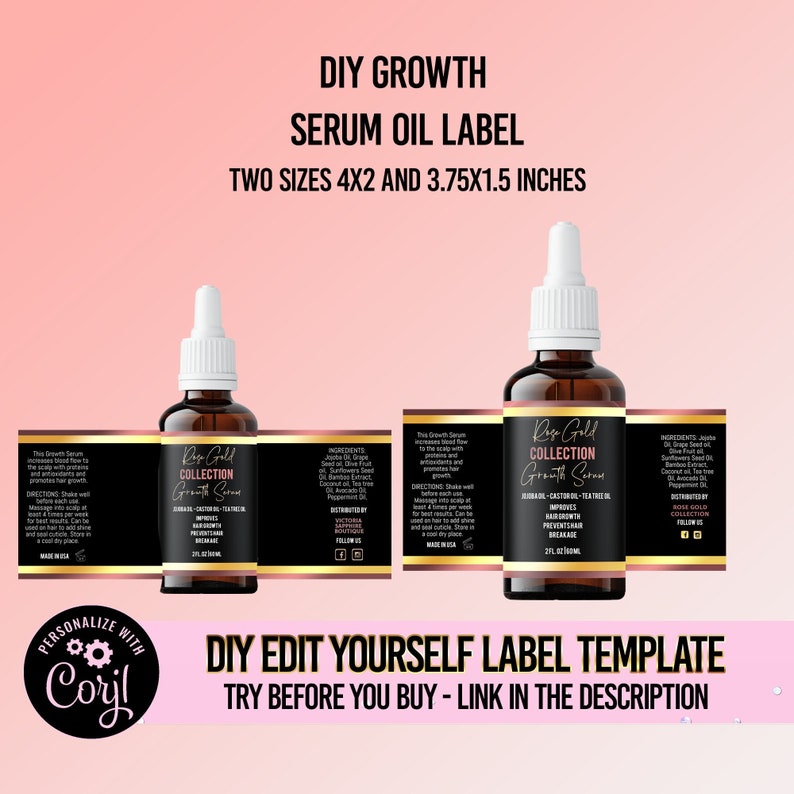 DIY Hair Growth Oil Label Design Do It Yourself Product Label | Etsy