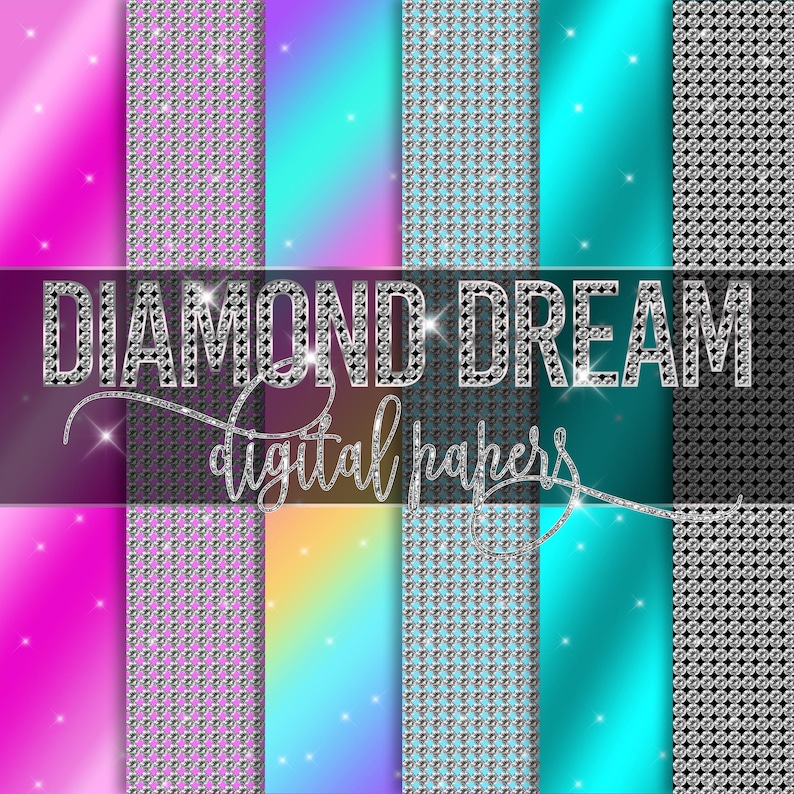 Seamless Diamond Overlay Images, Diamond Digital Paper, Gems Clipart ...