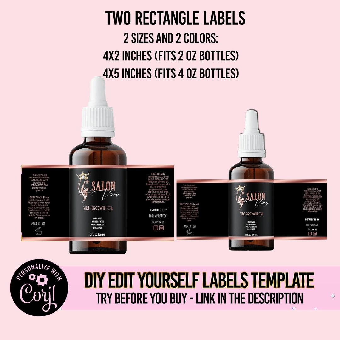 DIY Hair Growth Oil Label Design, Do It Yourself Product Label Design ...
