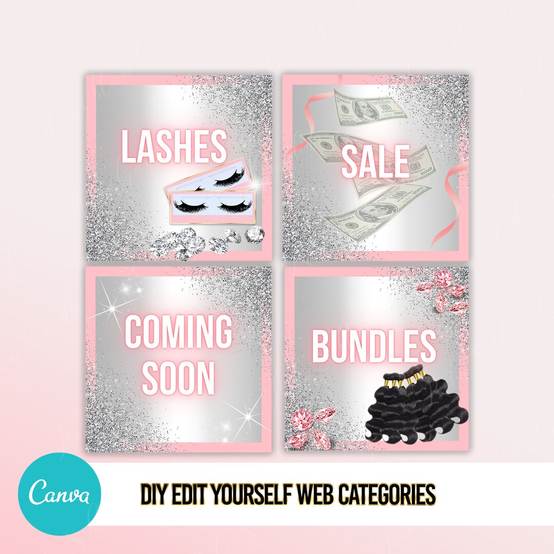 Beauty Web Category Banners, Editable Shopify Template (5x5 Inches) - Etsy