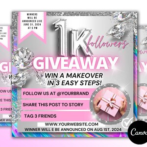 Giveaway Template, 1K Raffle Giveaway Flyer, Gift Social Media Post ...