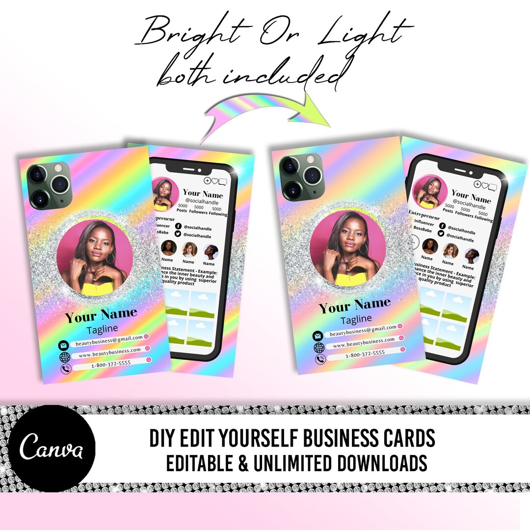 Business Card Template Design, Instagram Profile Business Cards ...