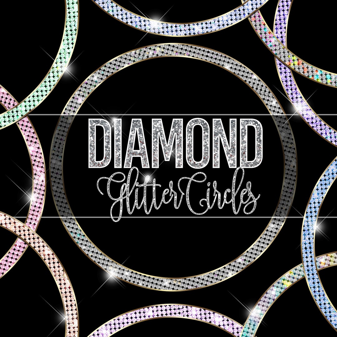 Diamond Circle Frames, Pastel Round Diamond Circles, Shiny Gem Circles ...