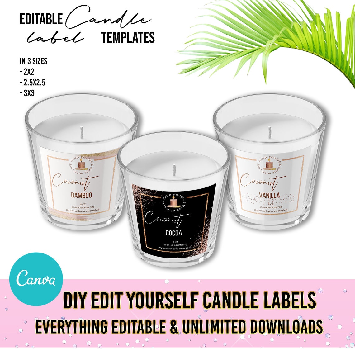 Candle Jar Label Template Candle Business Label Design - Etsy