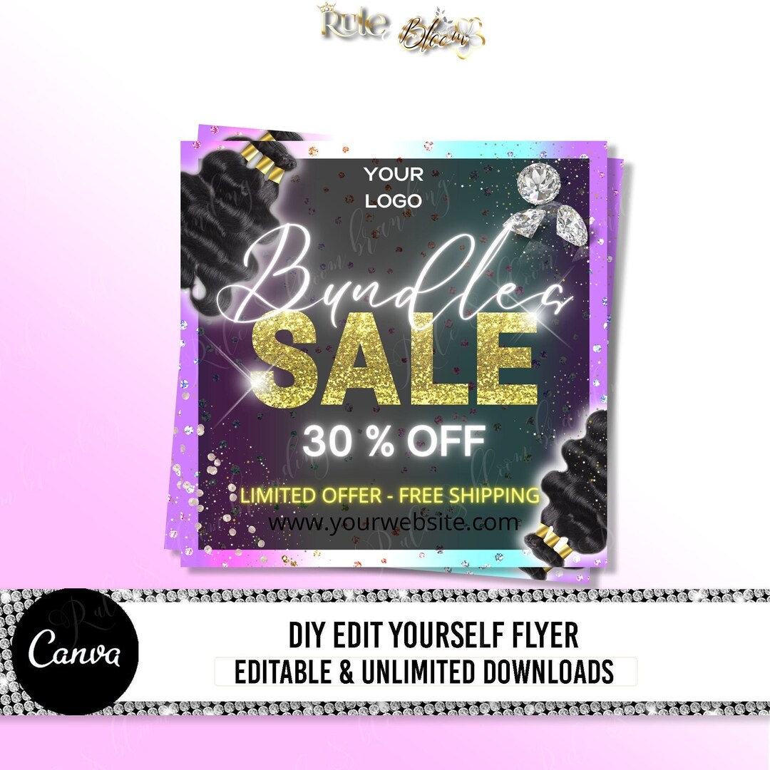 Hair Flyer Design, Hair Bundles Template, Social Media Hair Flyer, Hair ...
