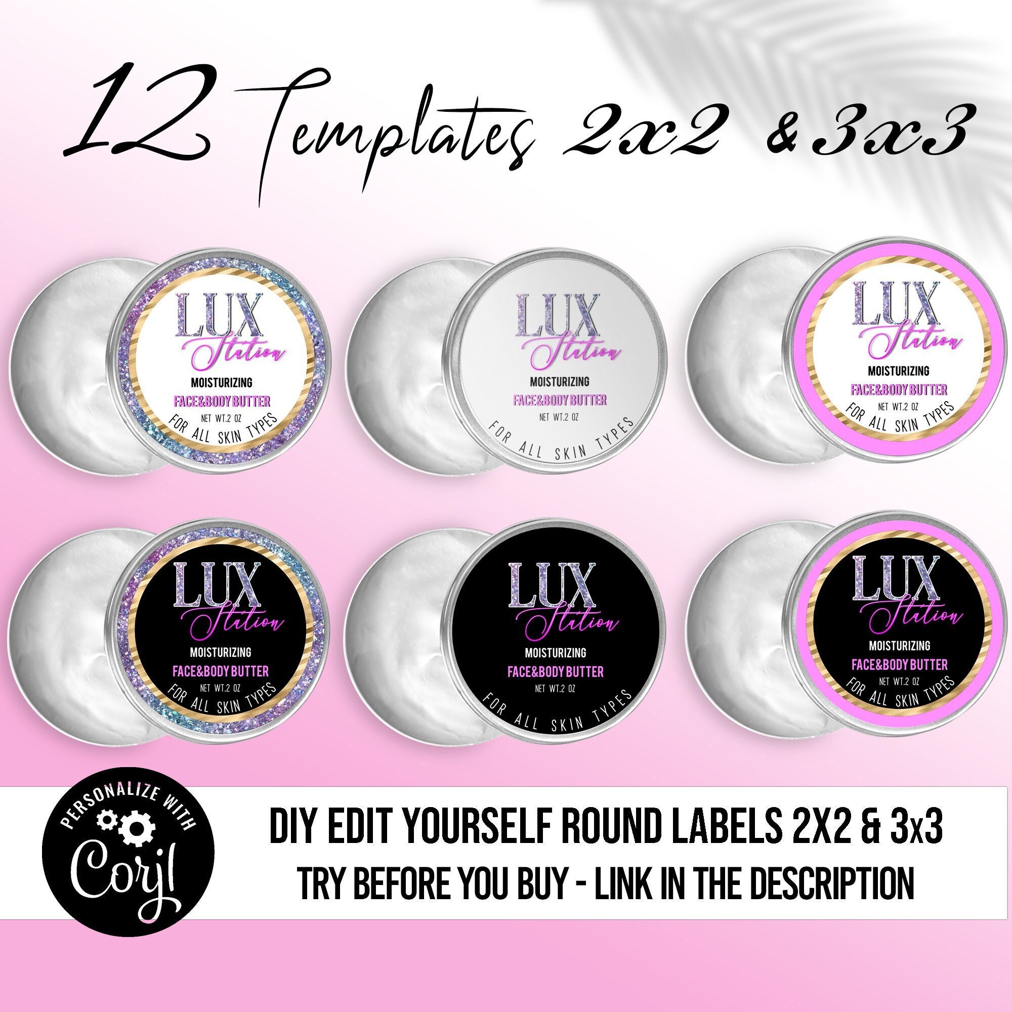 DIY Round Label Design, Cosmetics Label Template, Editable Edge Control ...