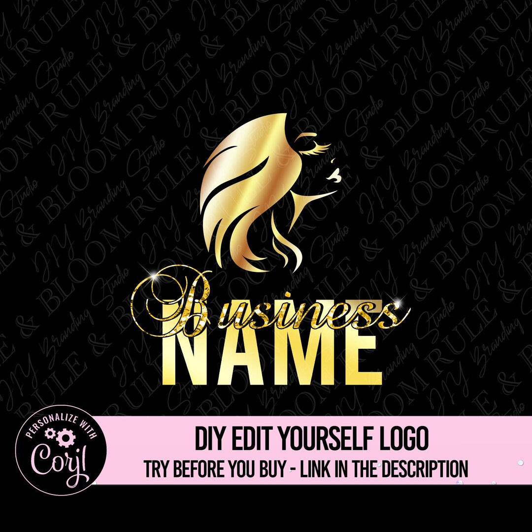 Gold Logo Design, Golden Glitter Logo Design, Gold Premade Logo, Women ...