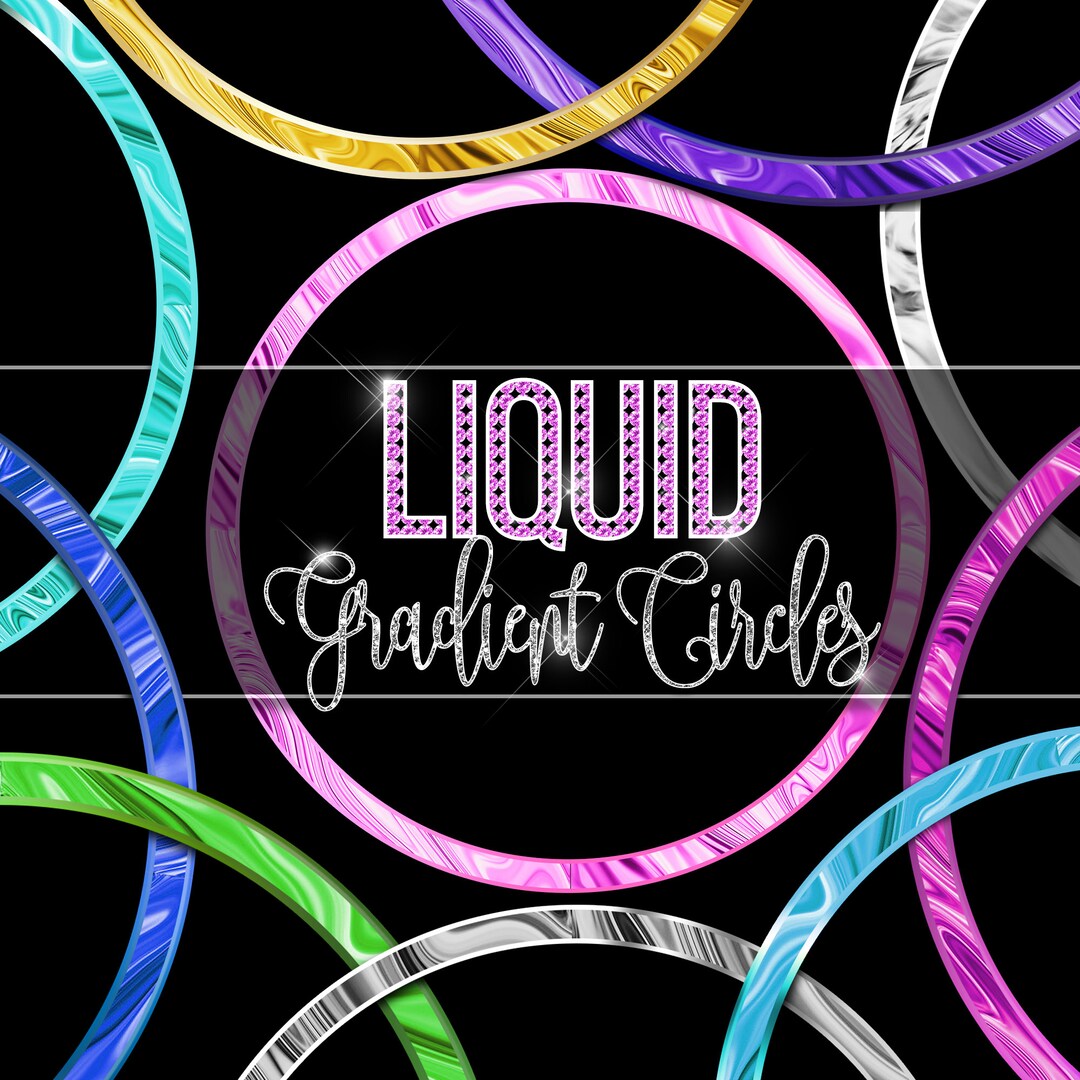 Metallic Foil Circle Frames Clipart, Liquid Gradient Design (PNG ...