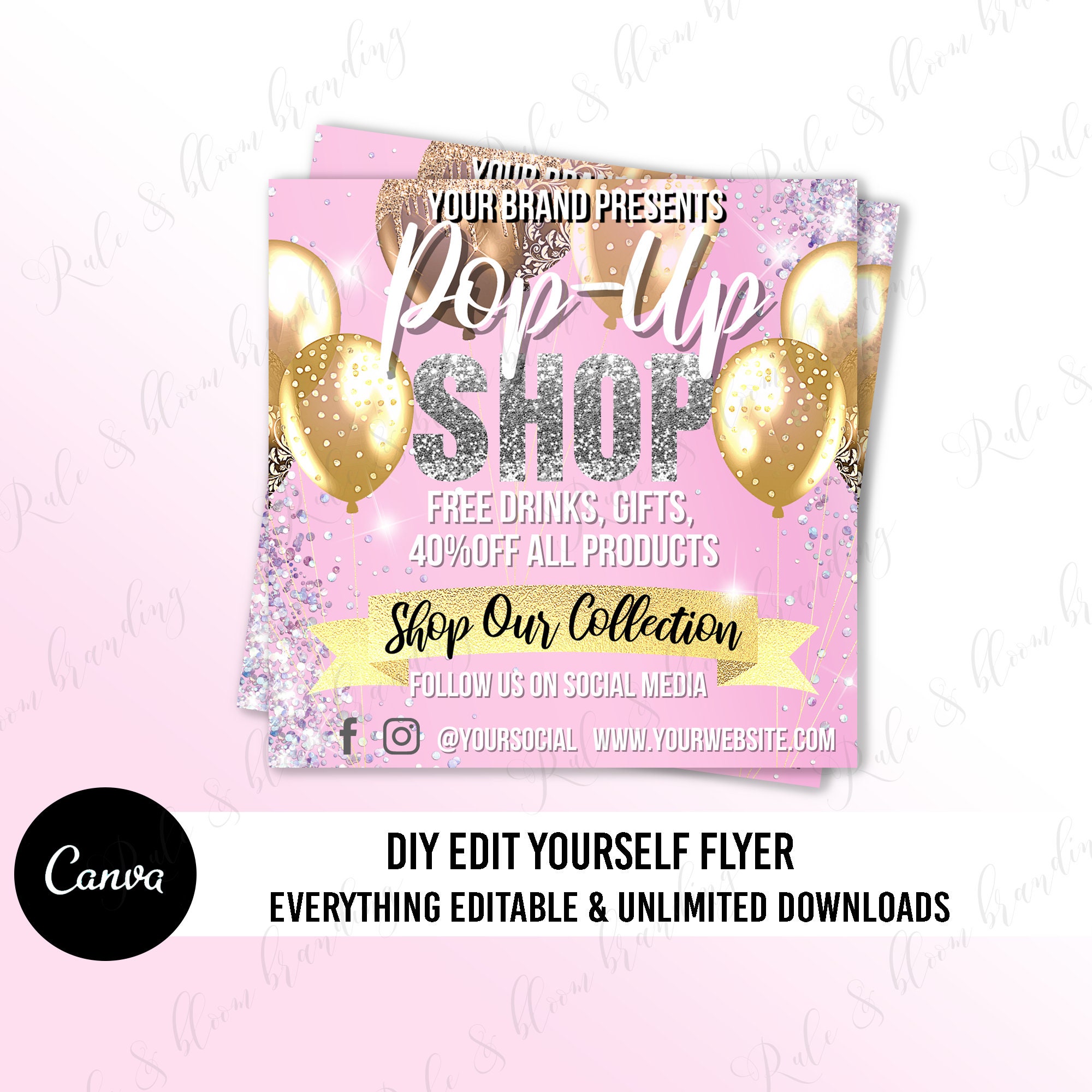 EDITABLE Pop Shop Flyer Sip and Shop Flyer Boutique Flyer | Etsy