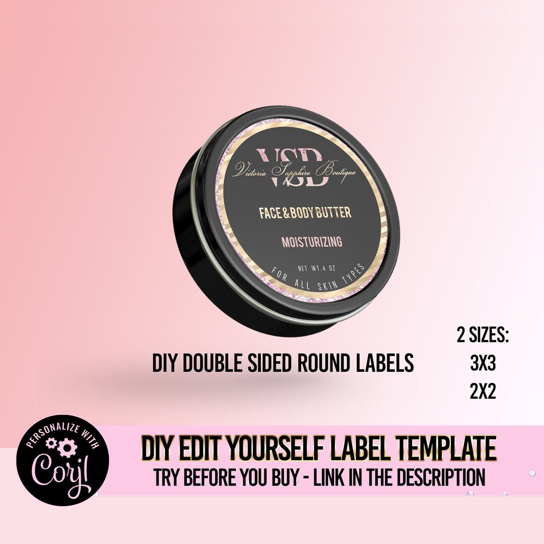 DIY Round Label Design, Cosmetics Label Template, Editable Edge Control ...