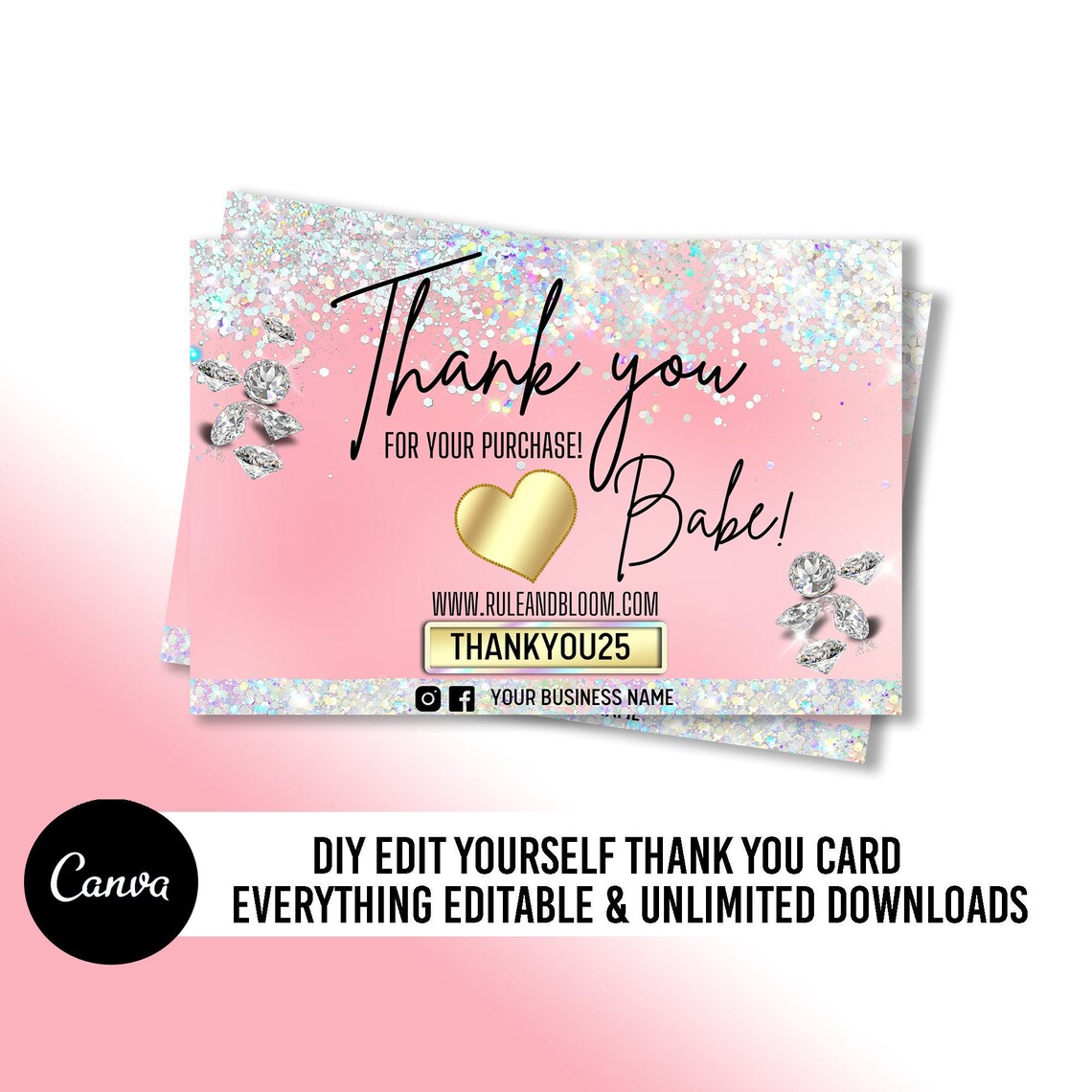 Business Thank You Insert Card Modern Insert Card Template | Etsy