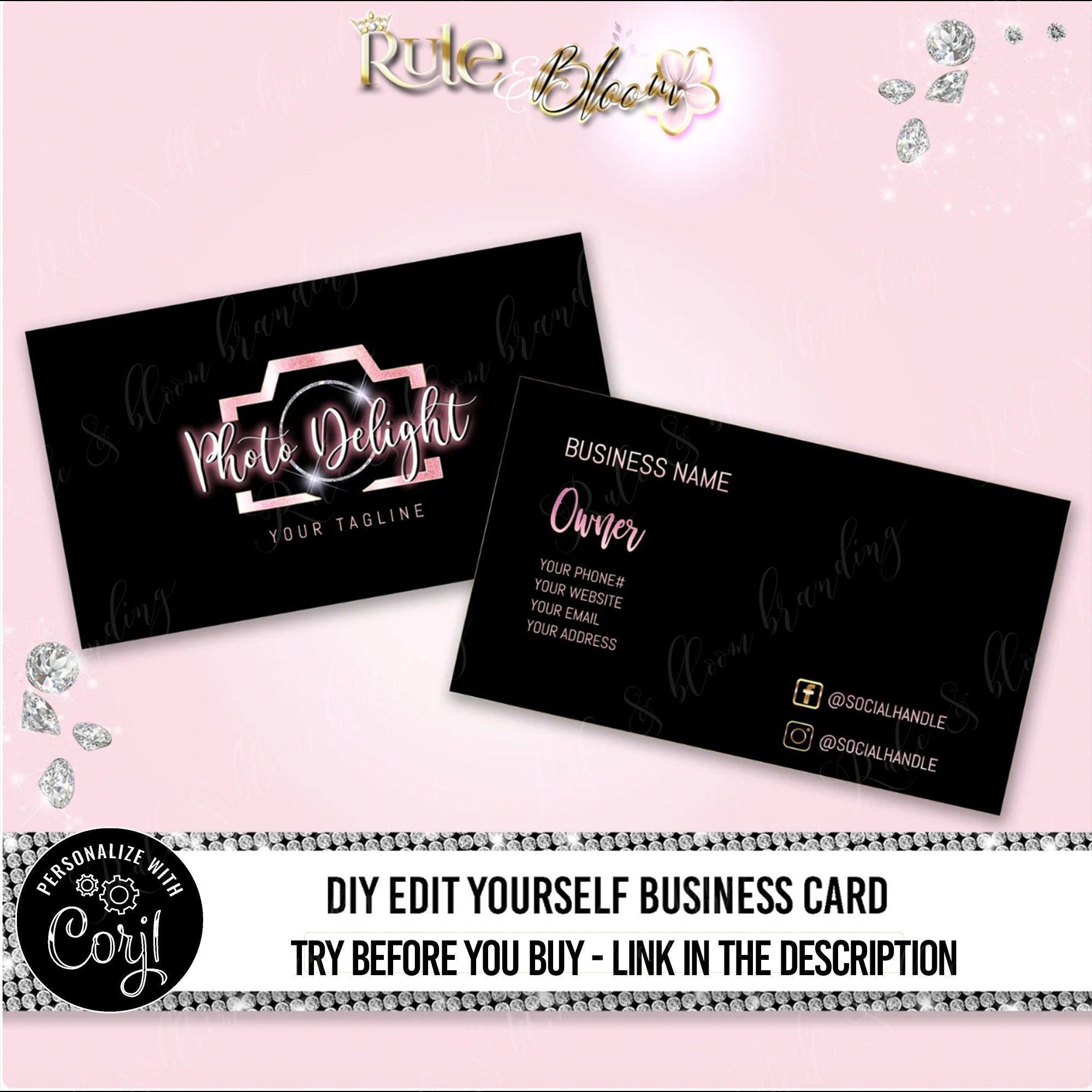 Editable Photography Business Card Design Photo Booth - Etsy