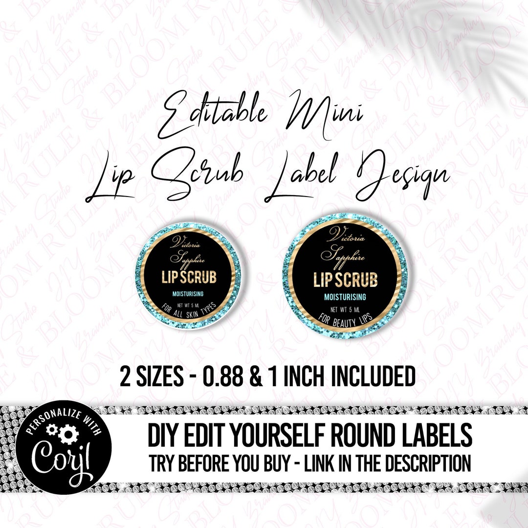 Round Cosmetic Product Labels Design, Editable Round Lip Balm Scrub ...