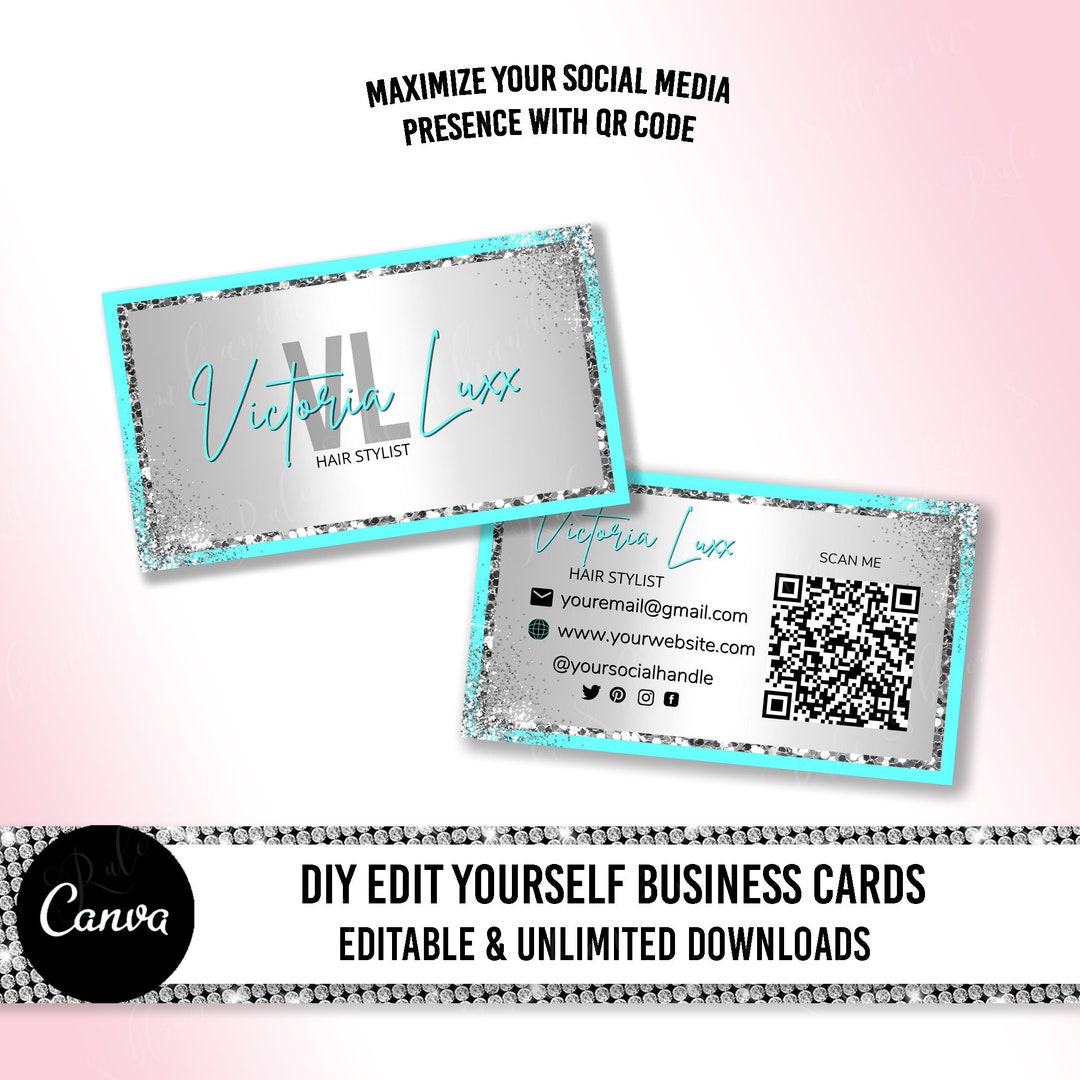 DIY QR Code Business Cards, Editable Business Card Design Template ...