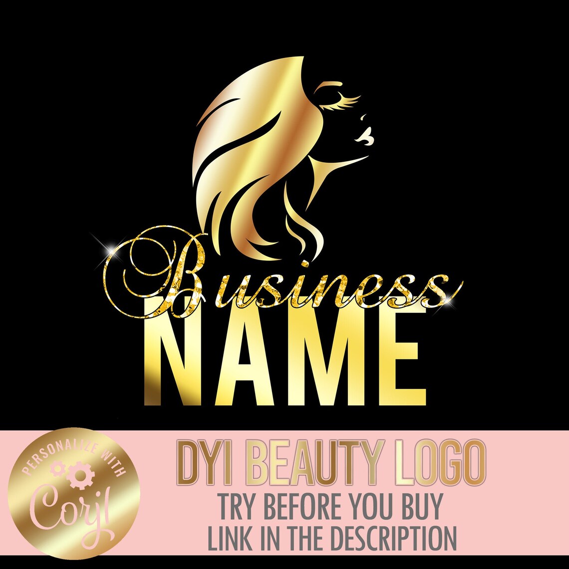 Gold Logo design Golden glitter Logo design Gold Premade | Etsy