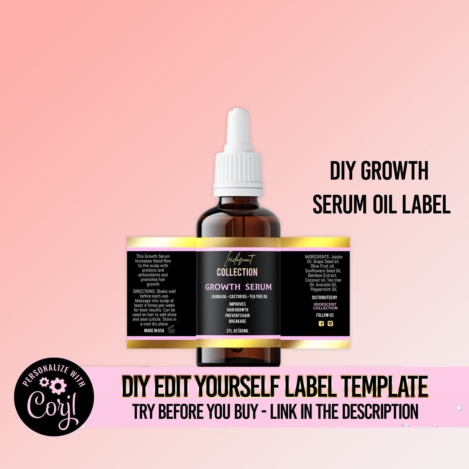 DIY Hair Growth Oil Label Design Do It Yourself Product Label | Etsy