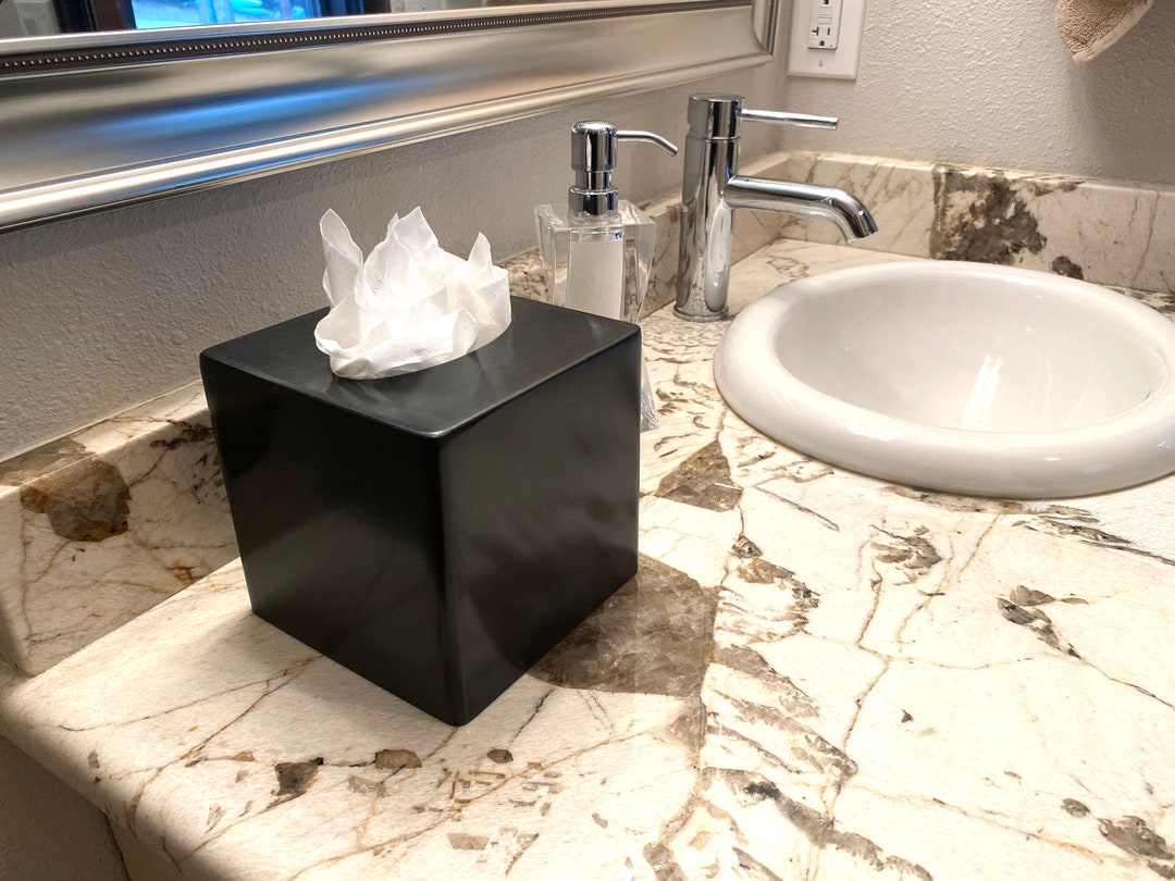 Handmade Metal Tissue Box Cover: Brushed Black Acid Patina Finish - Etsy