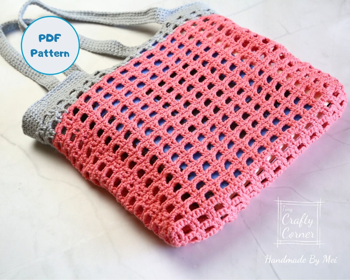 Crochet Tote Bag, Net Bag Crochet Pattern, DIY Bags, Shoulder Bag - Etsy
