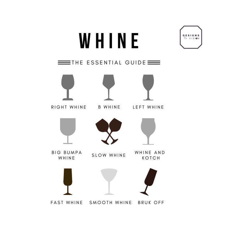 WHINE a Spin on Wine Print With a Selection for Instant Download - Etsy