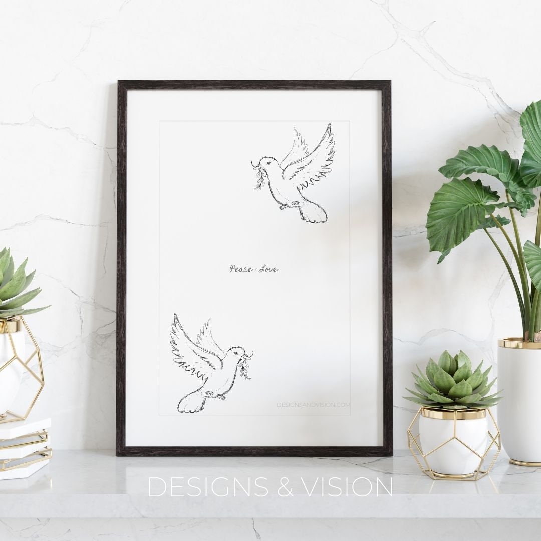 Peace and Love Doves Instant Download Printable - Etsy