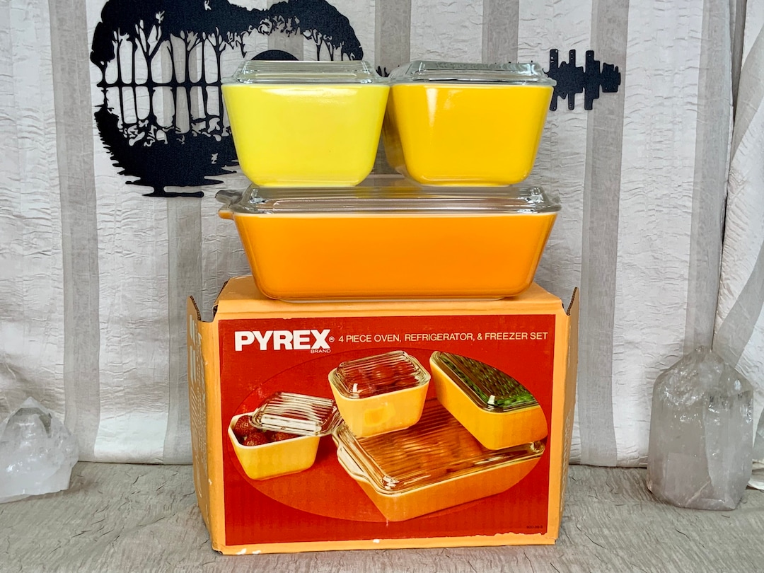 Vintage Pyrex Daisy Refrigerator Casserole 8 Piece Set, New in Box ...