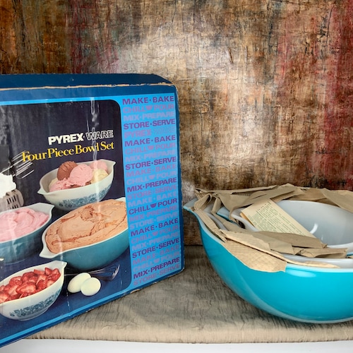 Vintage Pyrex Horizon Blue Cinderella Mixing Bowls Set of 4 - Etsy