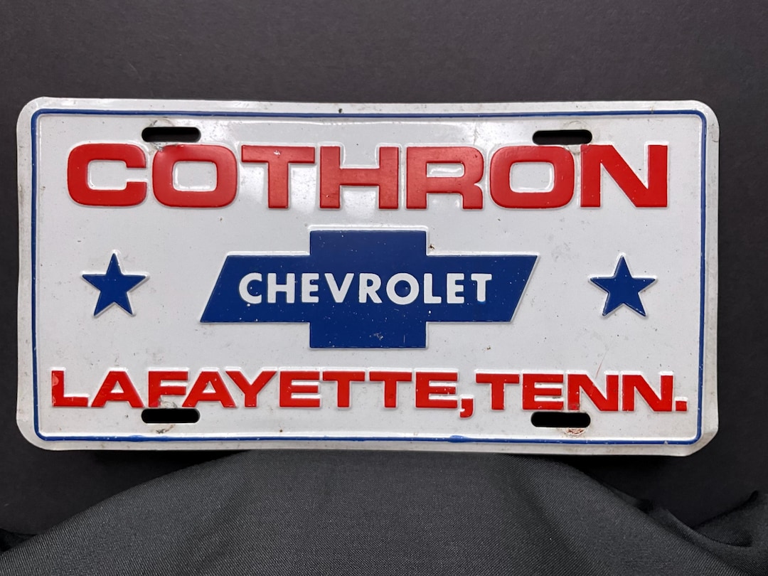 Vintage Dealership Booster Plate, Cothron Chevrolet, Lafayette Tn, Auto ...