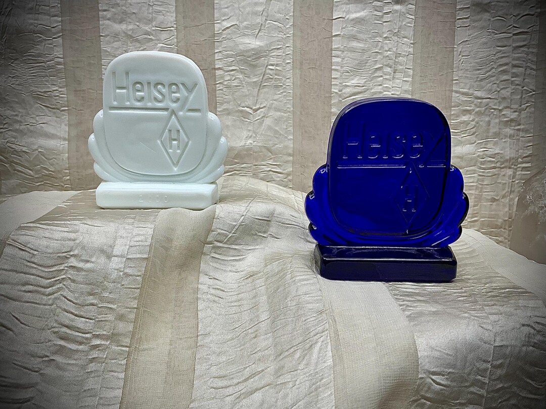 Heisey HCA Cabochon Display Sign: Cobalt or Milk Glass, Vintage ...