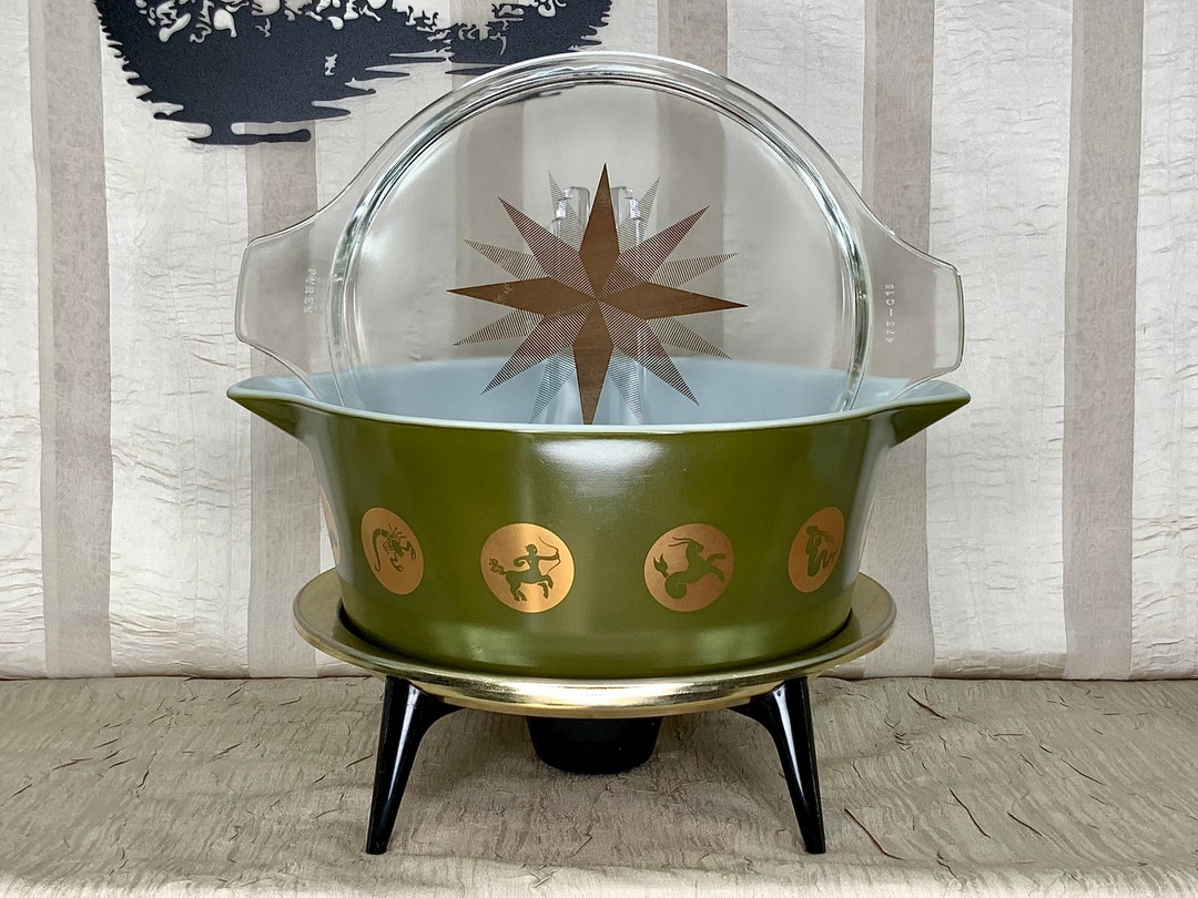 Vintage Pyrex Zodiac Casserole With Lid and Warming Cradle - Etsy