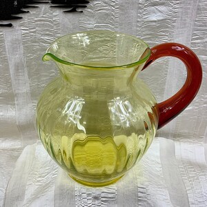 Rare Utility Glass Works 72oz Pitcher, Narrow Vertical Optic, Amber ...