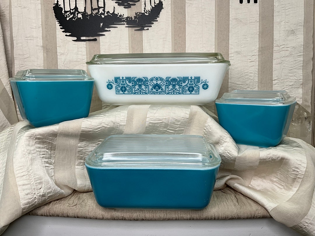 Vintage Pyrex Horizon Blue Refrigerator Casserole Set, Apollo Moon ...