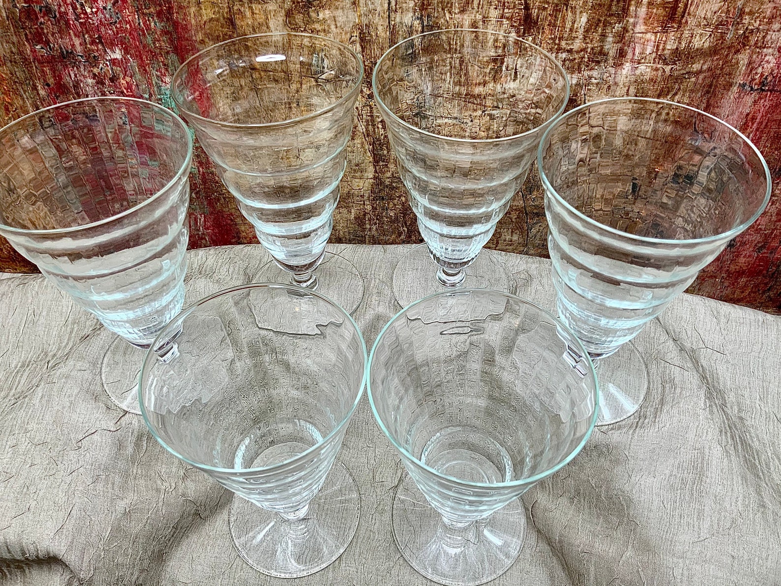 RARE Utility Glass Works Cambodia Ware Crystal Set of 6 Ice - Etsy